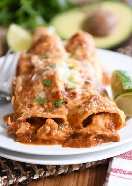 Red Chile Sauce Chicken Enchiladas - Mel's Kitchen Cafe