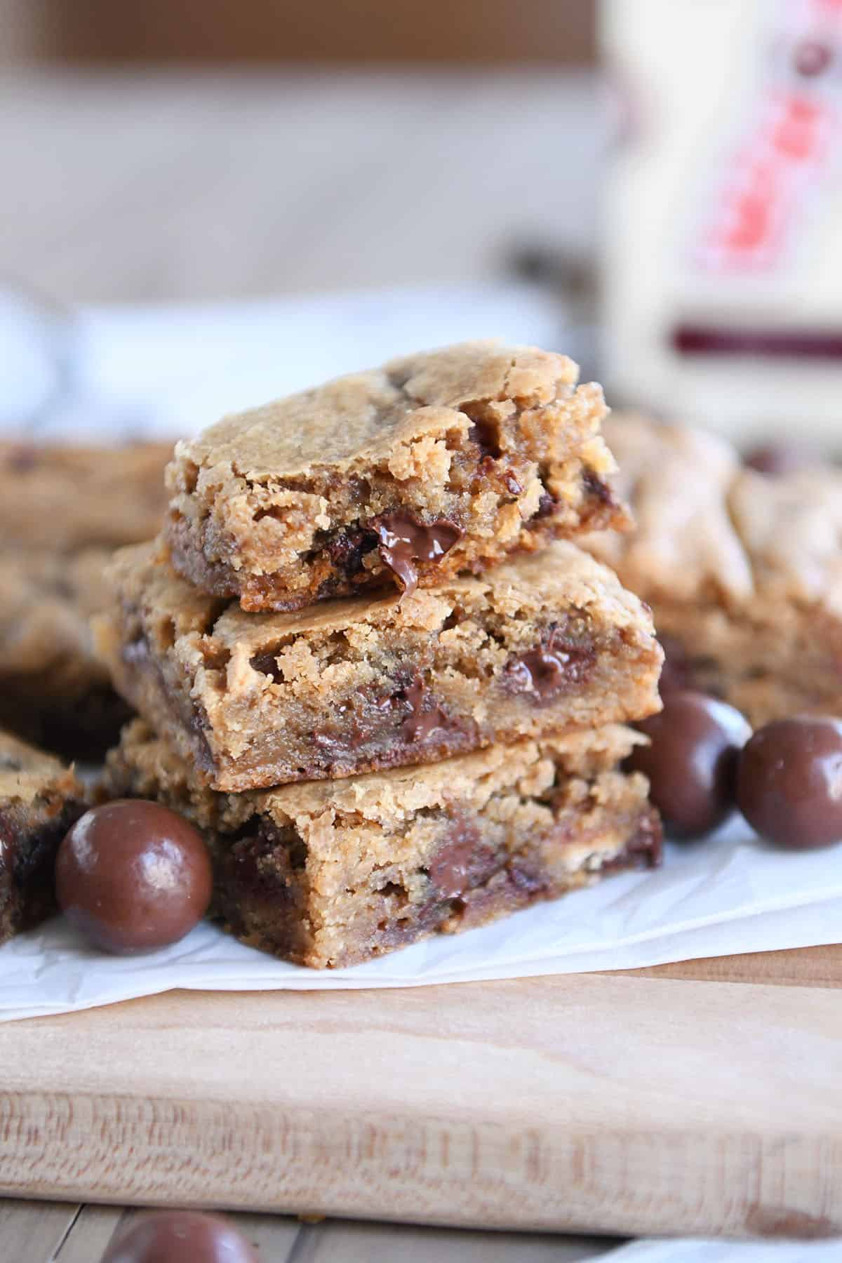 Chewy Malted Chocolate Chip Cookie Bars - Mel's Kitchen Cafe