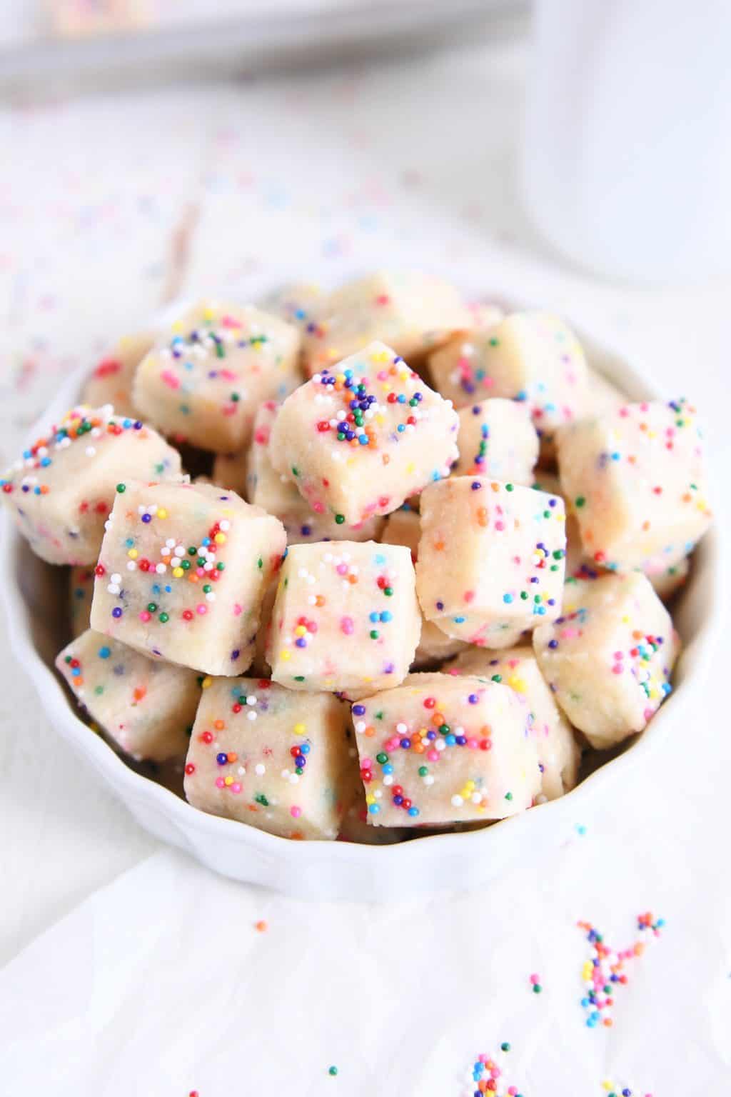 Quick and Easy Funfetti Shortbread Bites {Egg-free}