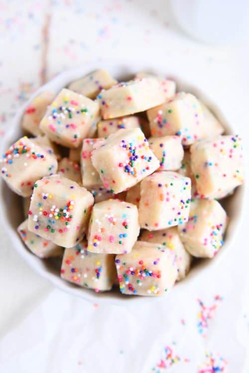 Quick and Easy Funfetti Shortbread Bites {Egg-free}