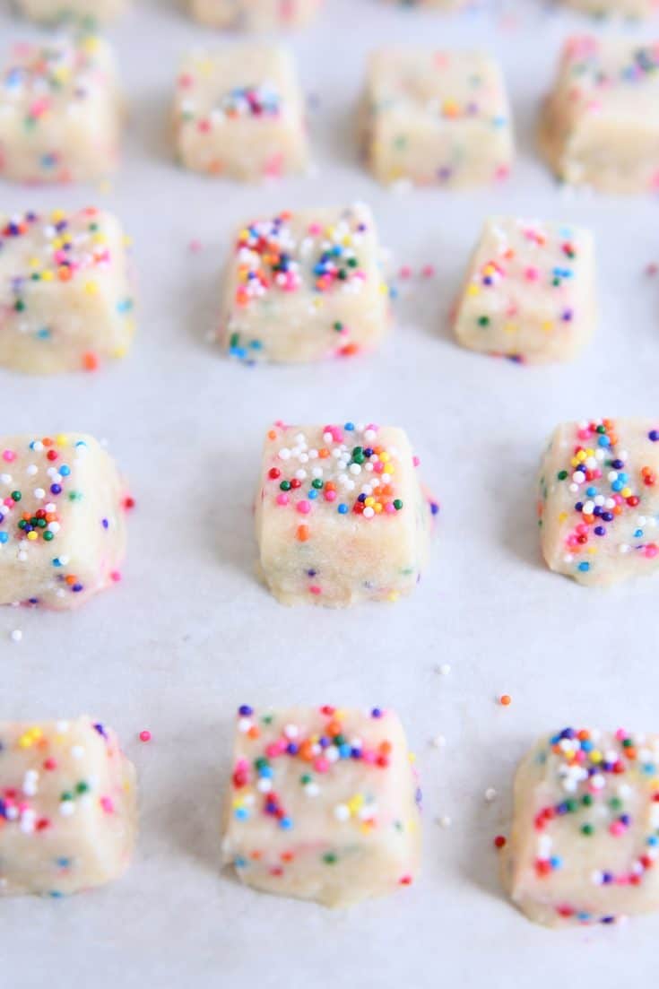 Quick and Easy Funfetti Shortbread Bites {Egg-free}