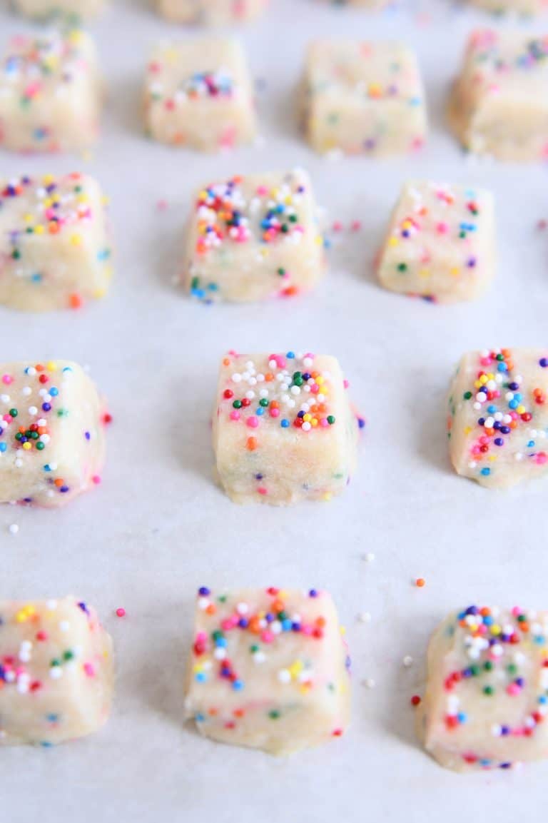 Quick and Easy Funfetti Shortbread Bites {Egg-free}