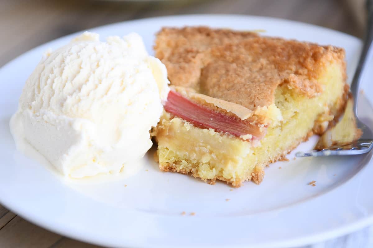 Rhubarb Custard Cake Recipe | Mel's Kitchen Cafe