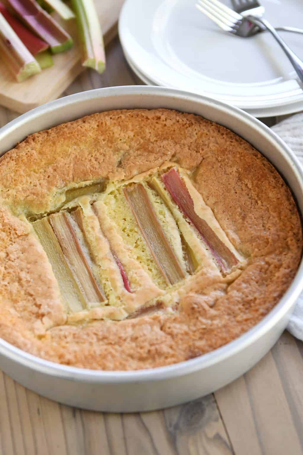 Rhubarb Custard Cake Recipe | Mel's Kitchen Cafe