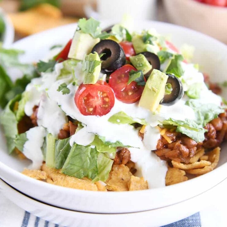 Floating Taco Bowls with Crazy Delicious Lime Dressing | Mel's Kitchen