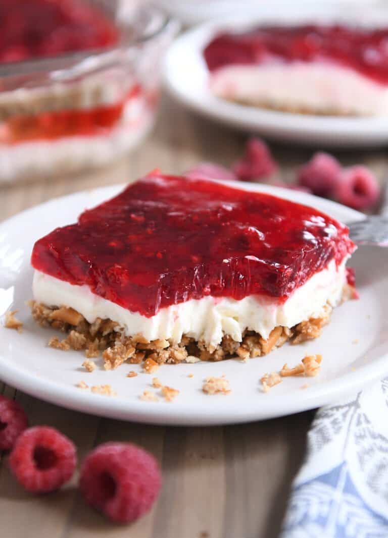 Raspberry Pretzel Jello - Mel's Kitchen Cafe