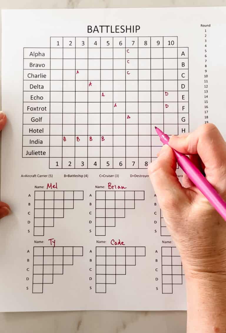 Paper Battleship Game - Mel's Kitchen Cafe