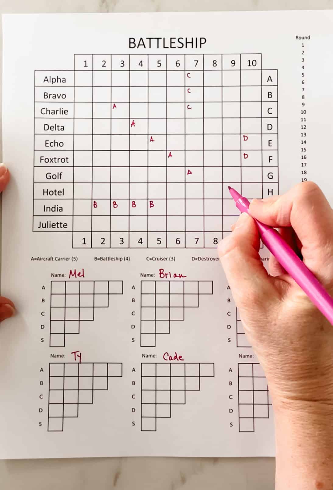 Paper Battleship Game - Mel's Kitchen Cafe