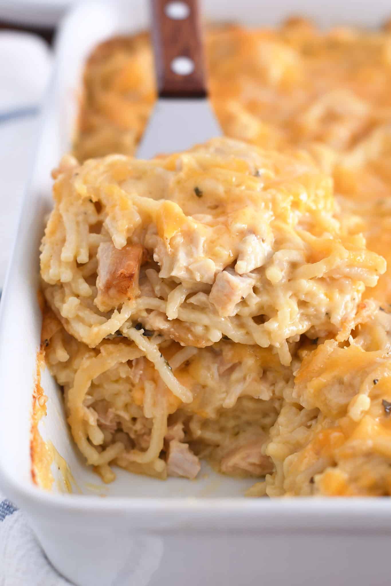 Baked Cheesy Chicken Spaghetti - Mel's Kitchen Cafe