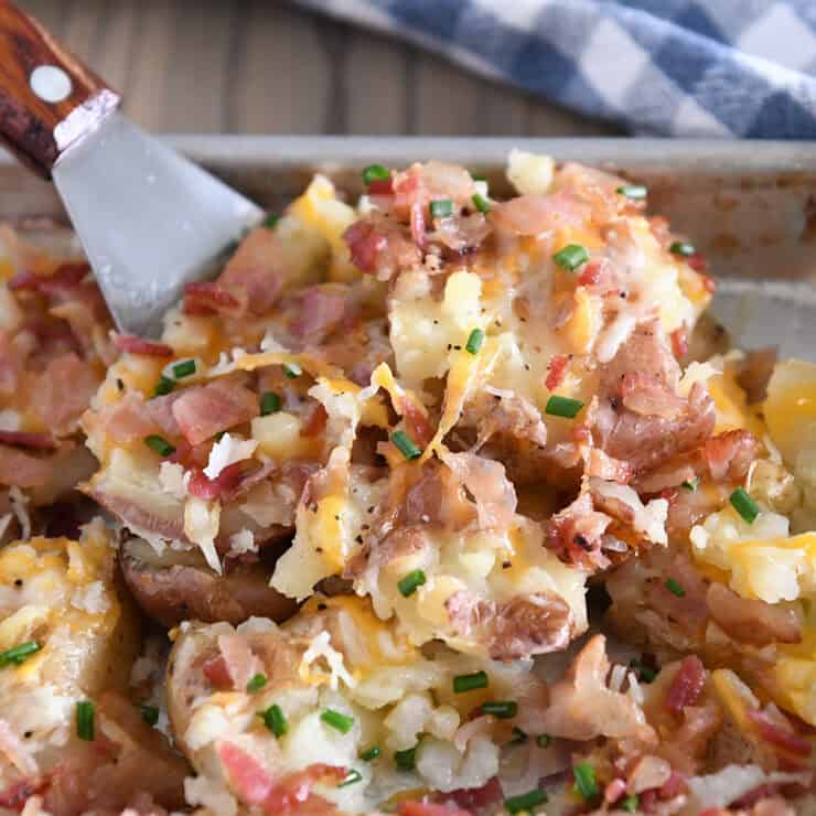 Cheesy Garlic Smashed Potatoes {New and Improved} - Mel's Kitchen Cafe