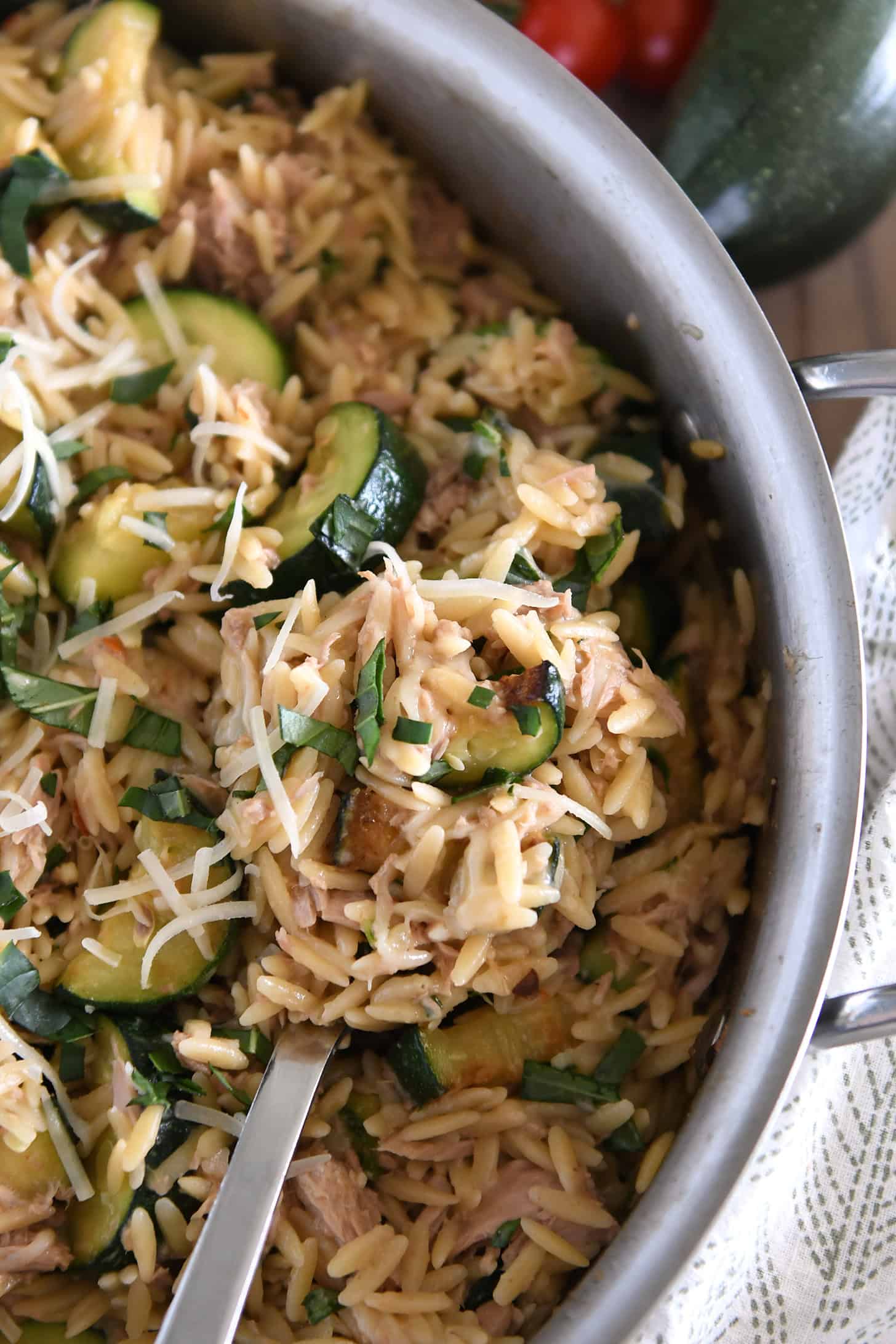 One Pan Orzo with Tuna and Zucchini - Mel's Kitchen Cafe