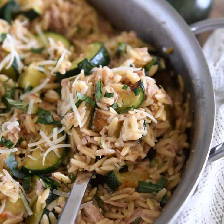 One Pan Orzo with Tuna and Zucchini - Mel's Kitchen Cafe