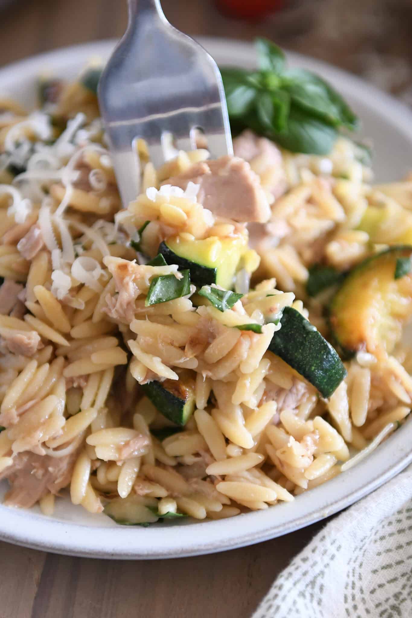 One Pan Orzo with Tuna and Zucchini - Mel's Kitchen Cafe