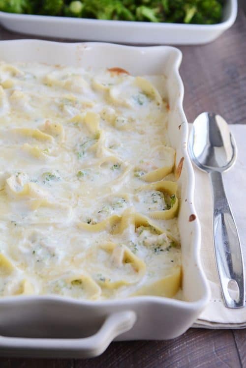 Chicken and Broccoli Alfredo Stuffed Shells | Mel's Kitchen Cafe