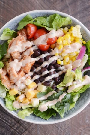 BBQ Chicken Salad Bowls with Cilantro Lime Rice | Mel's Kitchen Cafe