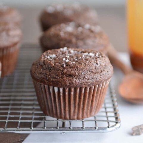 Double Chocolate Salted Caramel Muffins - Mel's Kitchen Cafe