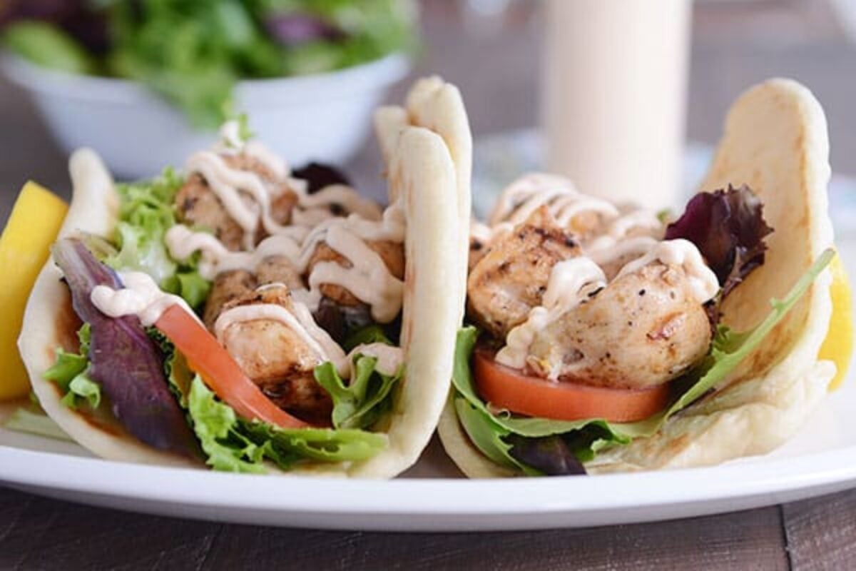 Grilled Lemon Chicken Wraps with Spicy Garlic Sauce - Mel's Kitchen Cafe