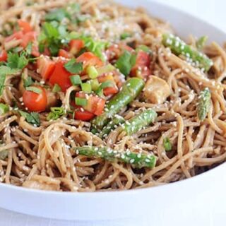 Sesame Chicken Pasta with Peanut Sauce {30-Minute Meal}