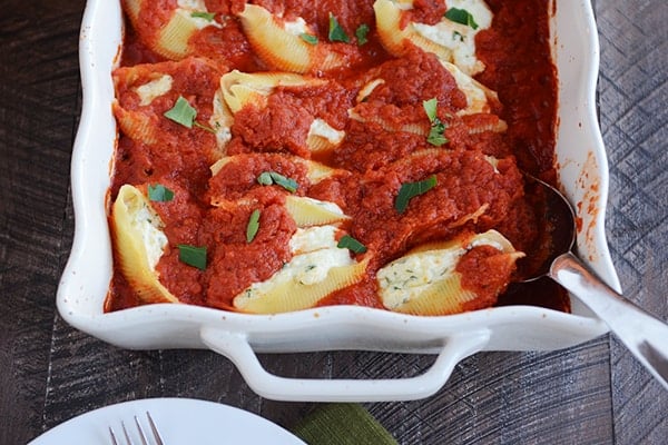 Simple Cheesy Ricotta Stuffed Shells